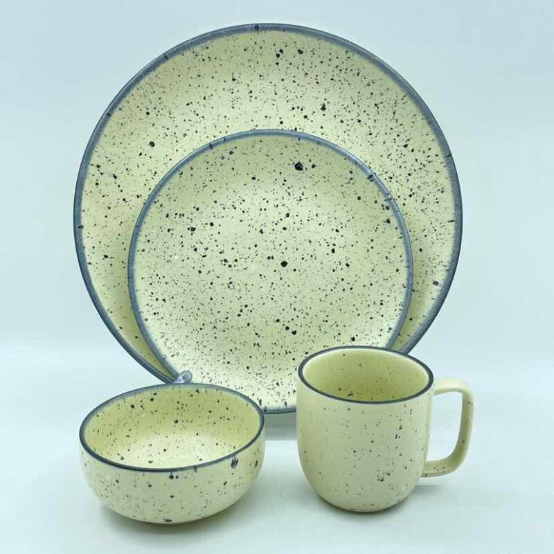 Dotted Cream Ceramic 24-Piece Dinnerware Set – Fance Home